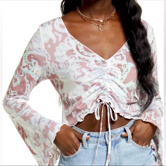 Nordstrom | Tops | Bell Sleeve Paisley Crop Top | Poshmark